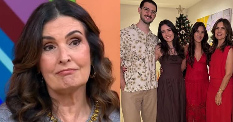 Fátima Bernardes no Sem Censura e ao lado dos filhos (Fotos: Reprodução ...